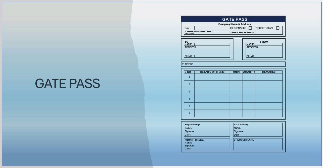 Gate Pass Format in Excel Download - Facility School